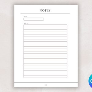 Notes Template, Canva Template, Digital Download, Printable PDF ...