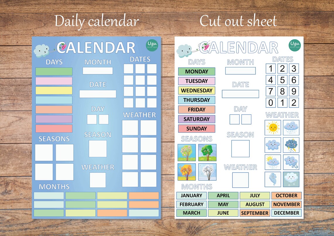Kids Calendar Printable, Printable Wall Calendar for Kids Classroom ...