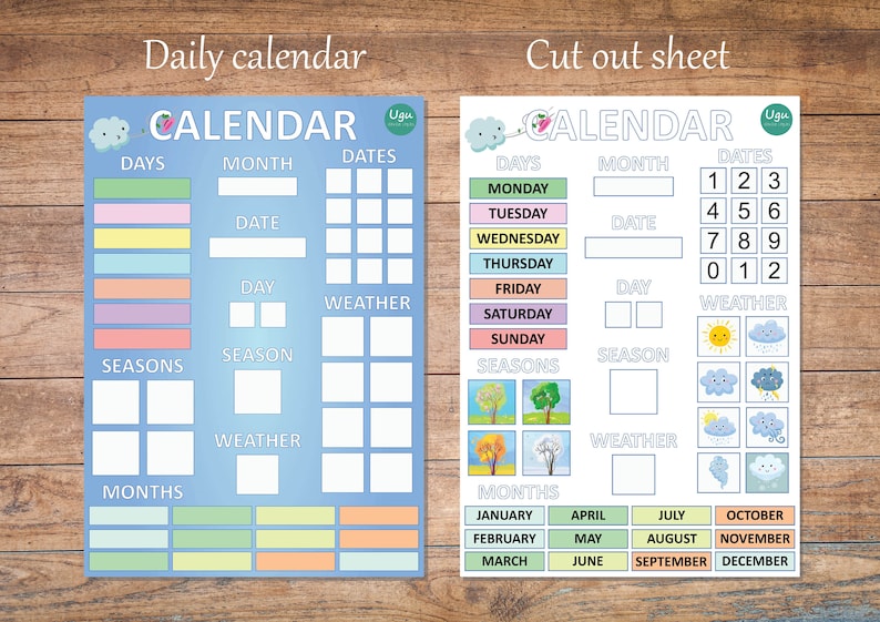 Kids Calendar Printable, Printable Wall Calendar for Kids Classroom ...