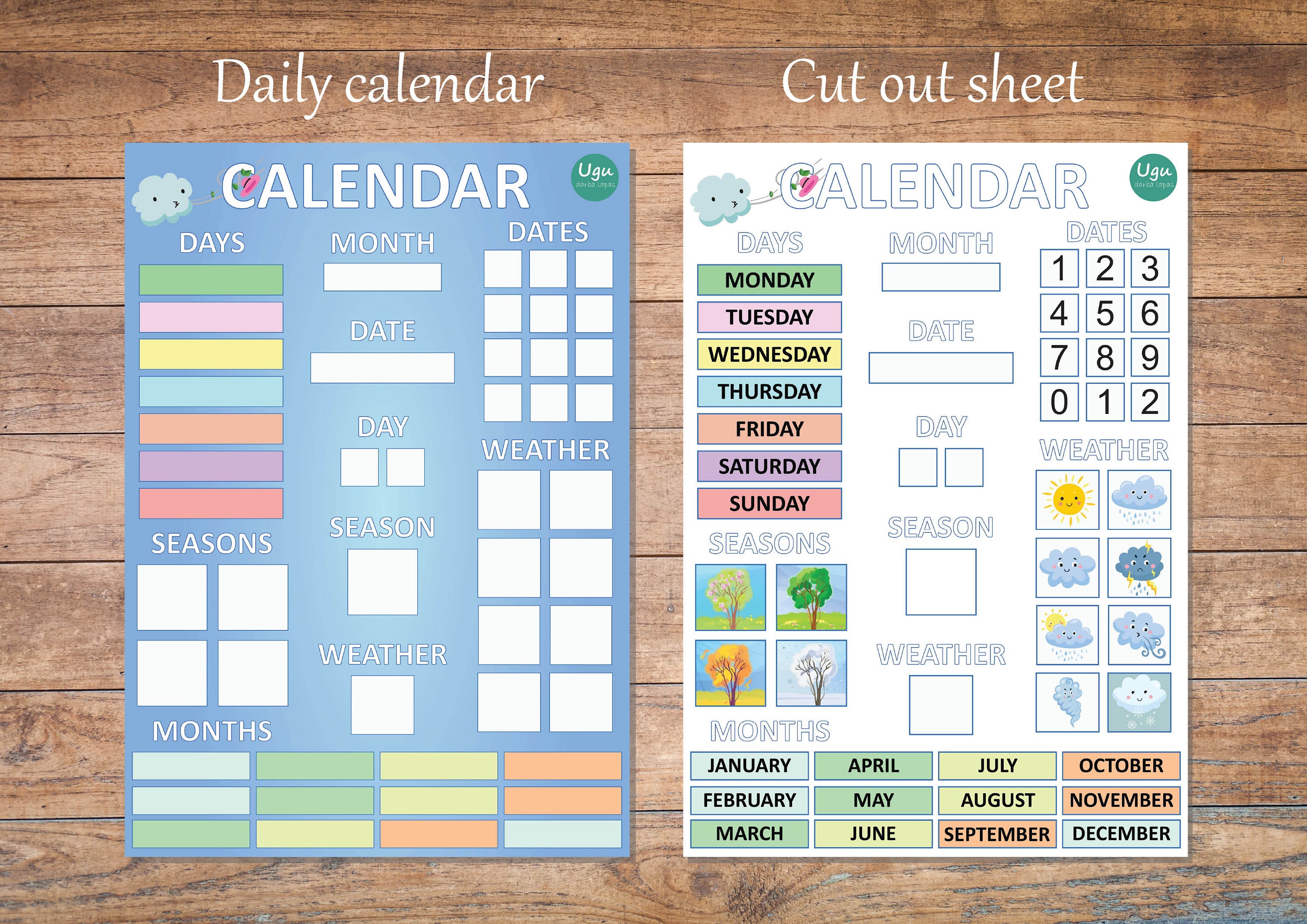 Kids Calendar Printable, Printable Wall Calendar for Kids Classroom ...