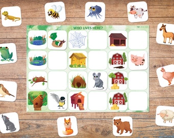 Animals and Homes Matching Activity, Who Lives Here Associations ...