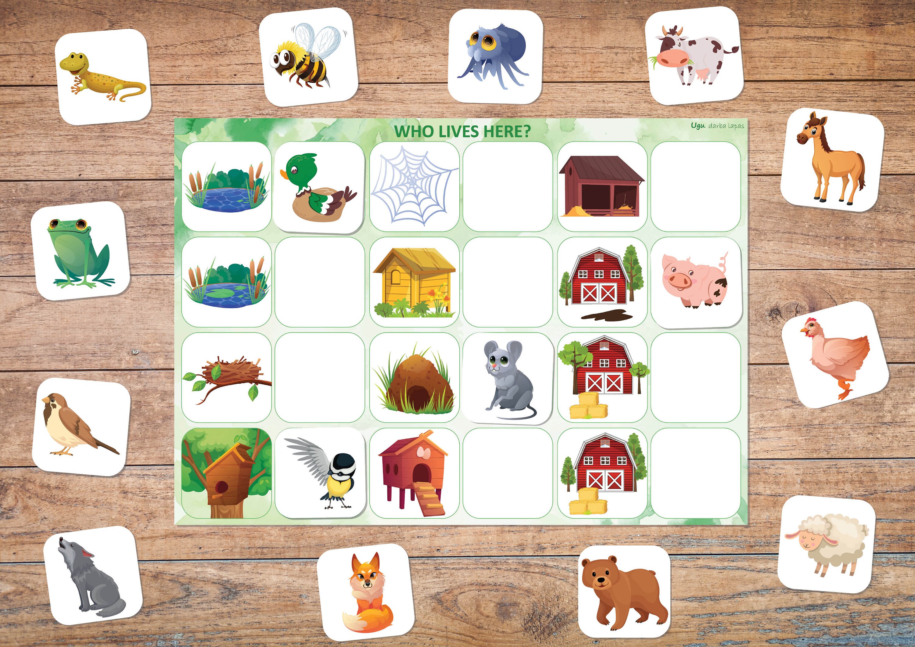 Animals and Homes Matching Activity, Who Lives Here? Associations - Etsy