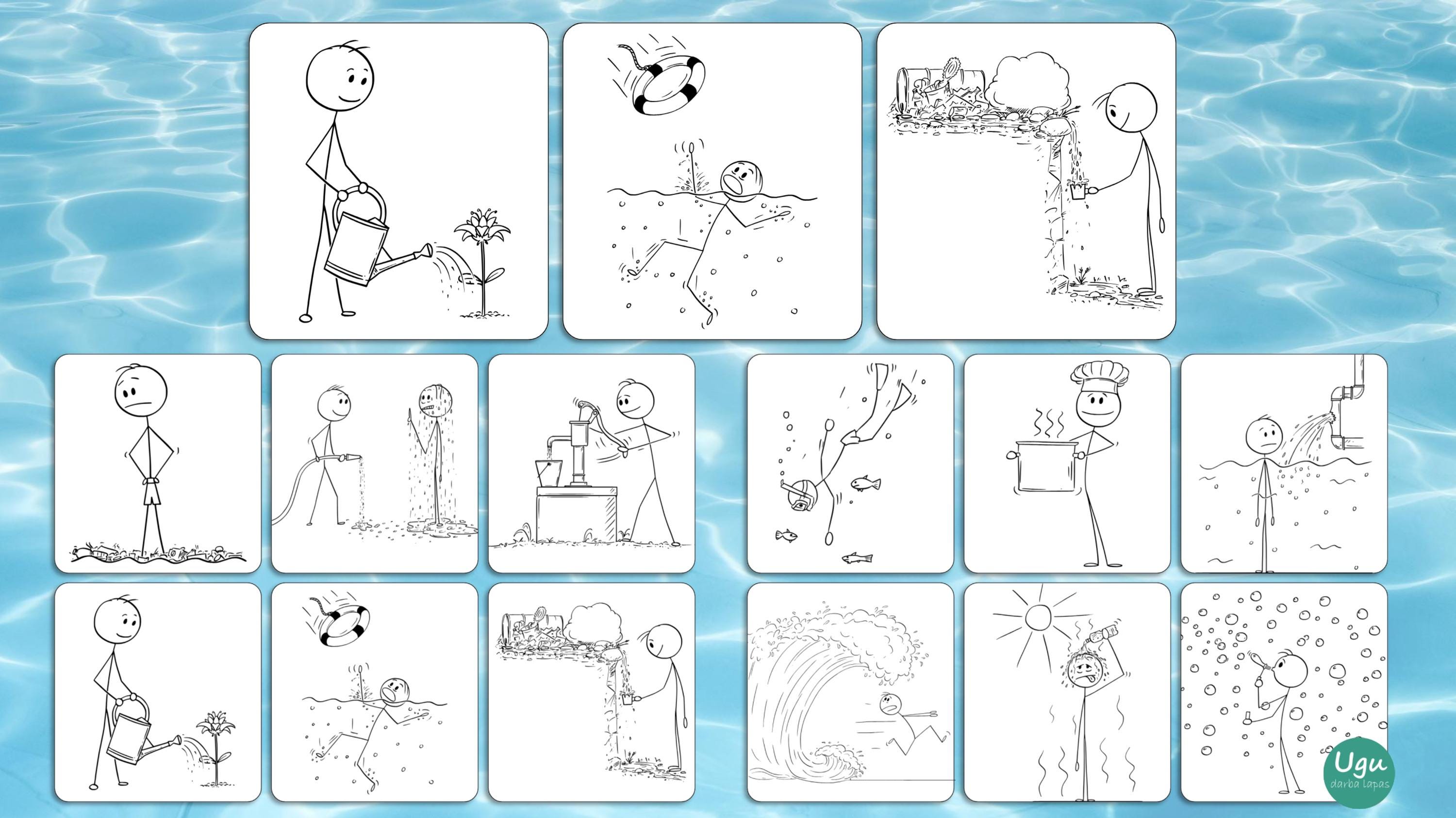 Water-themed Coloring & Storytelling Cards for Kids, World Water Day ...