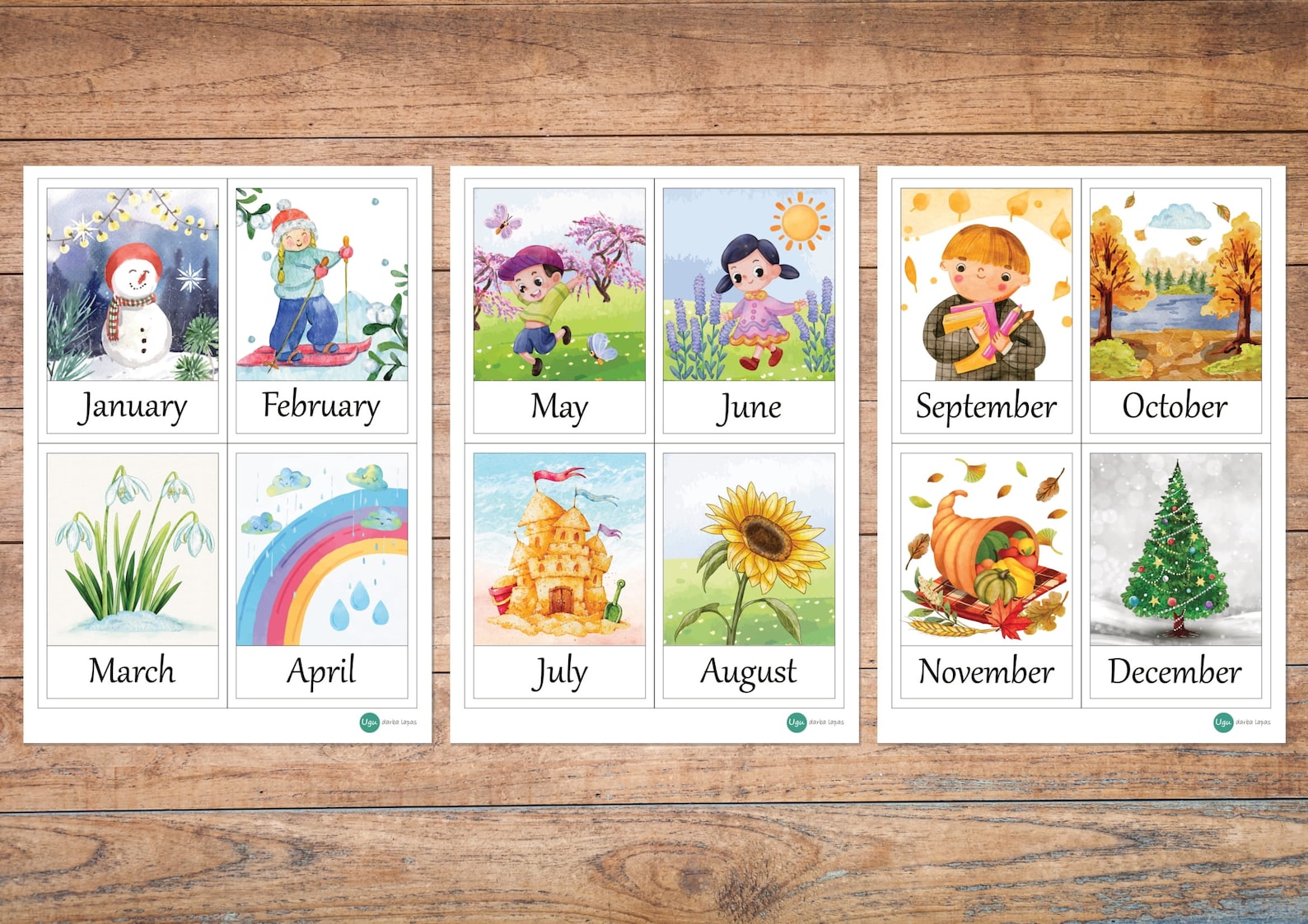 Months of the Year Cards and Poster. Digital Download. - Etsy