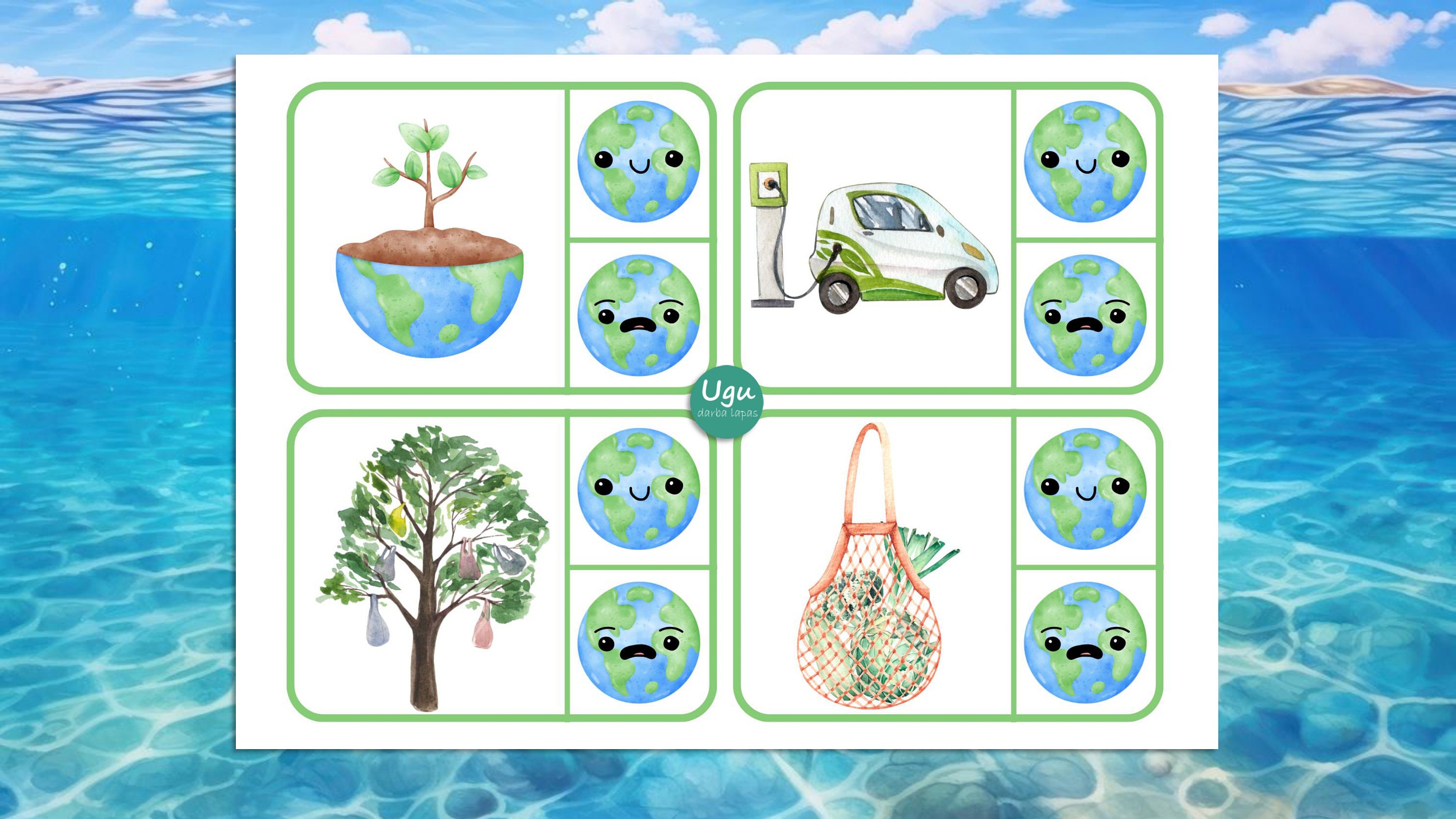 Earth Day Preschool Activity,happy Earth,sad Earth, Clip Cards Earth ...
