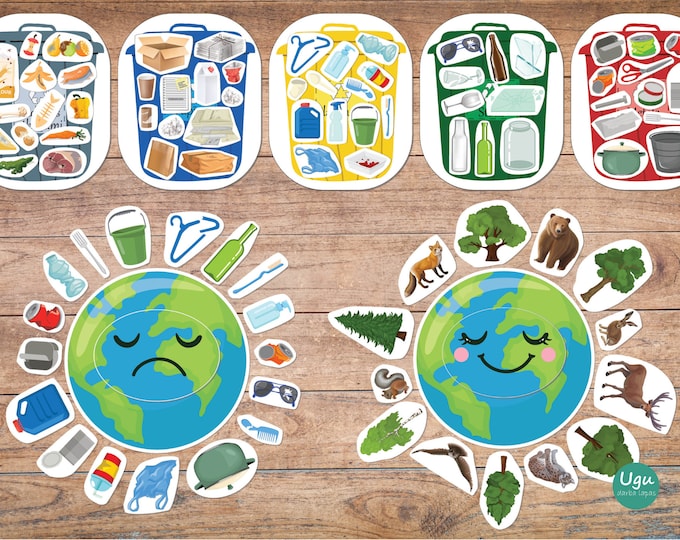 Recycling Game, Earth Day Printable, Recycling Printable, Kindergarten ...