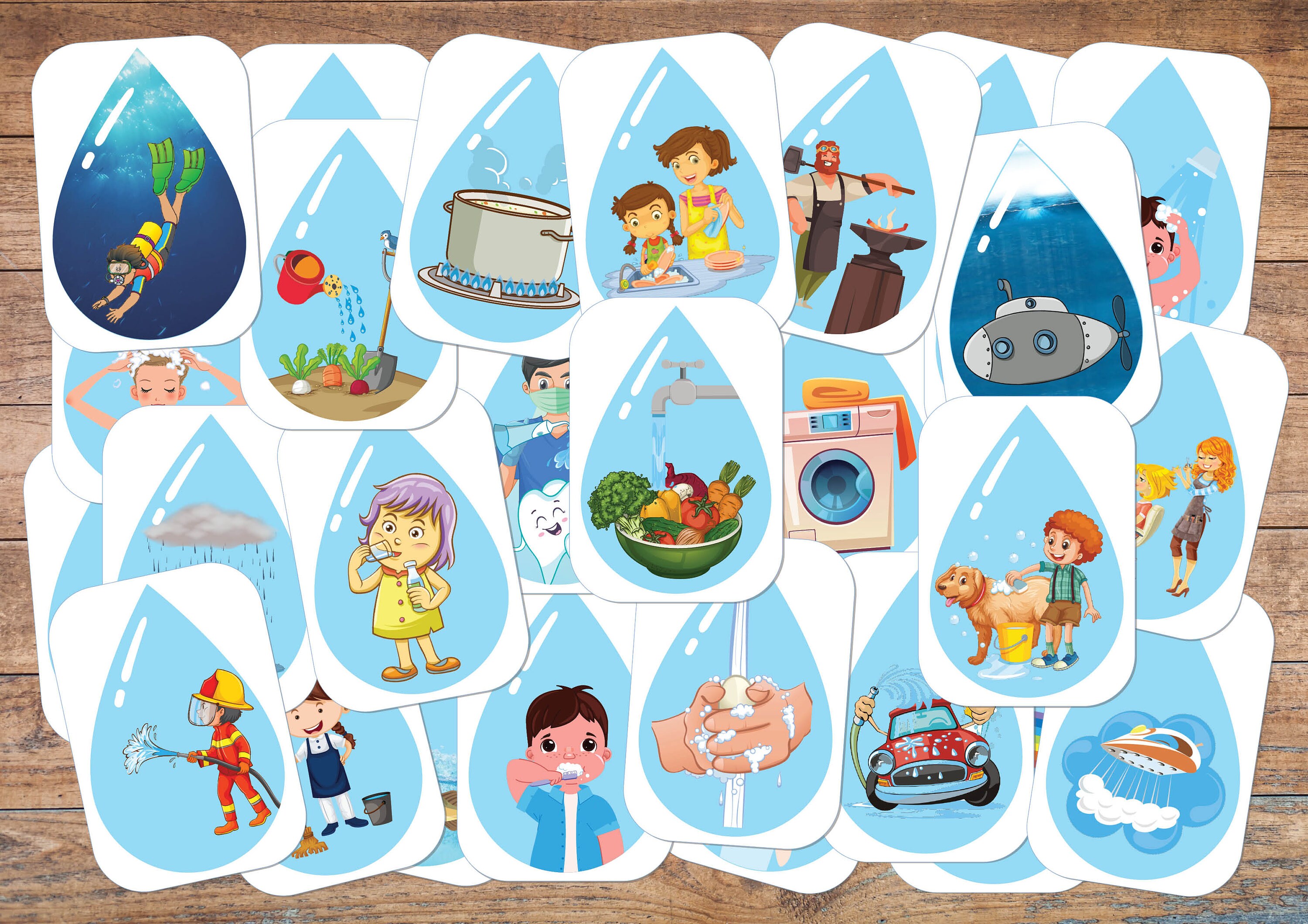 Tarjetas de agua: Tarjetas de aprendizaje para la educación en casa ...