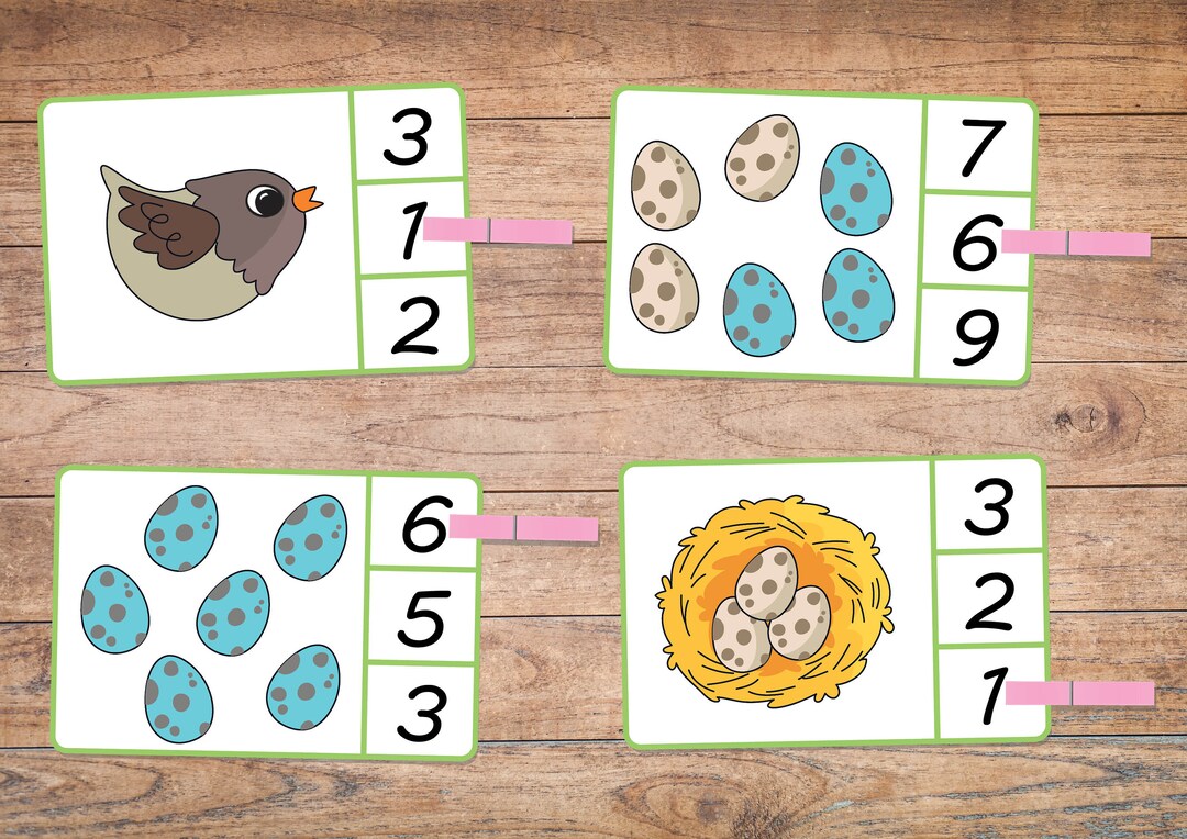 Spring Count and Clip Cards 1-10. Montessori Preschool Math Printable ...