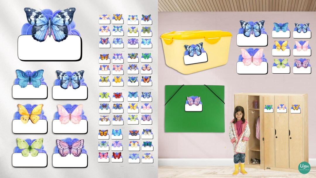 Watercolor Butterfly Name Tags: Classroom Labels (printable PDF, 2 ...
