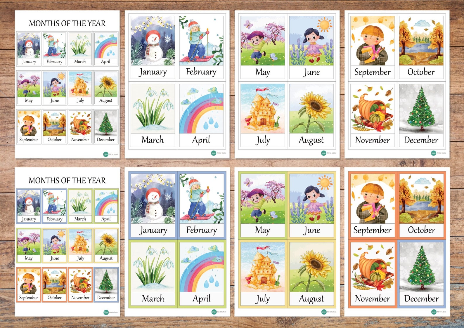 Months of the Year Cards and Poster. Digital Download. - Etsy