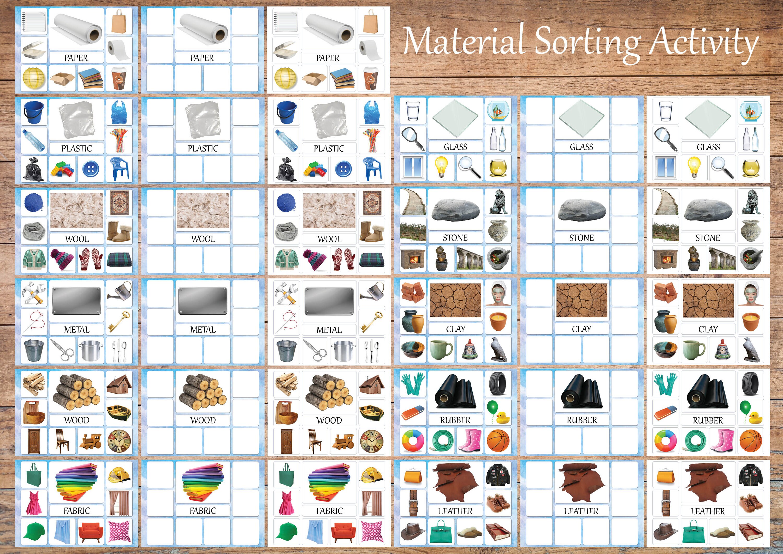 Material Sorting Activity - Preschool Homeschool Printable Worksheet ...