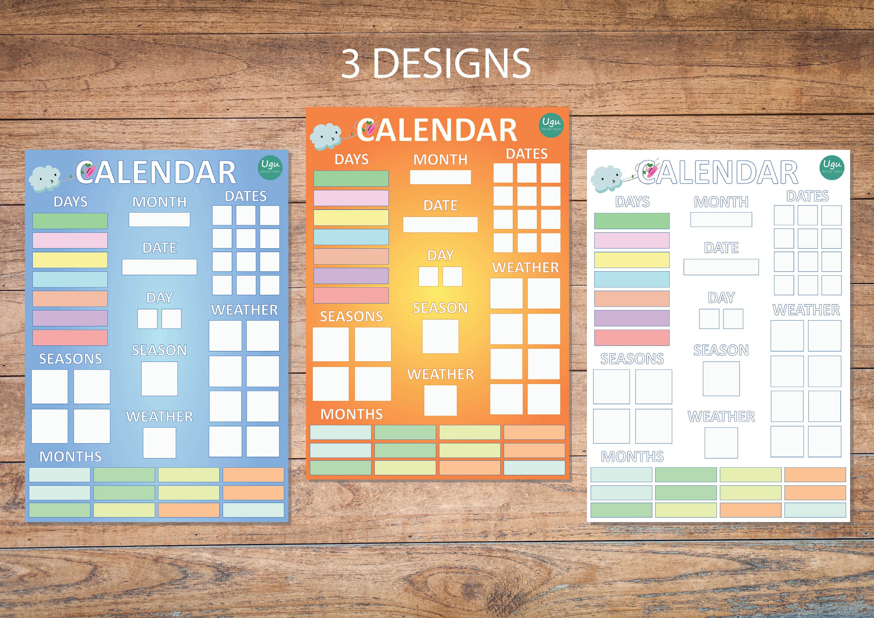Kids Calendar Printable, Printable Wall Calendar for Kids Classroom ...