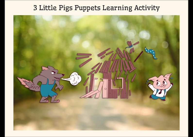 3 Little Pigs Puppets Learning Activity, Engaging Puppet Activity - Etsy