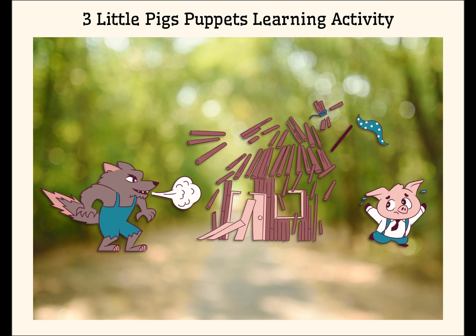 3 Little Pigs Puppets Learning Activity, Engaging Puppet Activity - Etsy