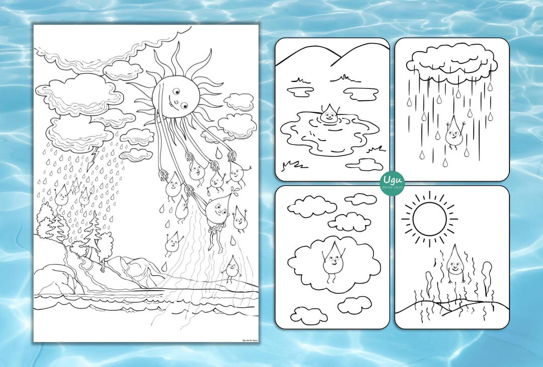 Coloring Page & Cards –the Water Cycle in Nature, World Water Day ...