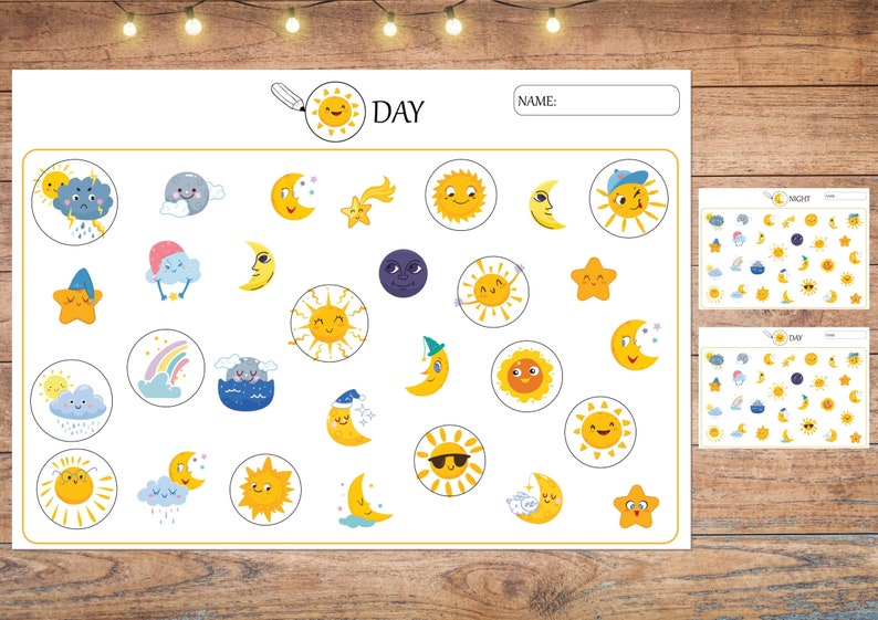 Day and Night Preschool Toddler Activities, Busy Binder,homeschool ...