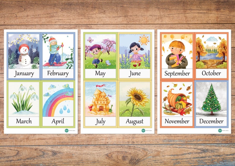 Months of the Year Cards and Poster. Digital Download. - Etsy