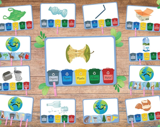 Waste Sorting Clip Cards: Toddler Recycling Game (PDF Pattern) - Etsy