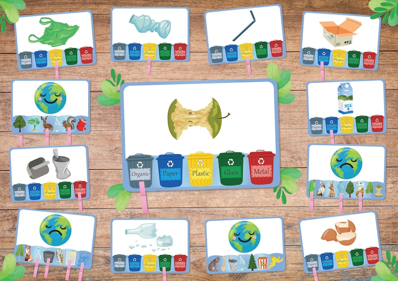 Waste Sorting Clip Cards: Toddler Recycling Game (PDF Pattern) - Etsy ...