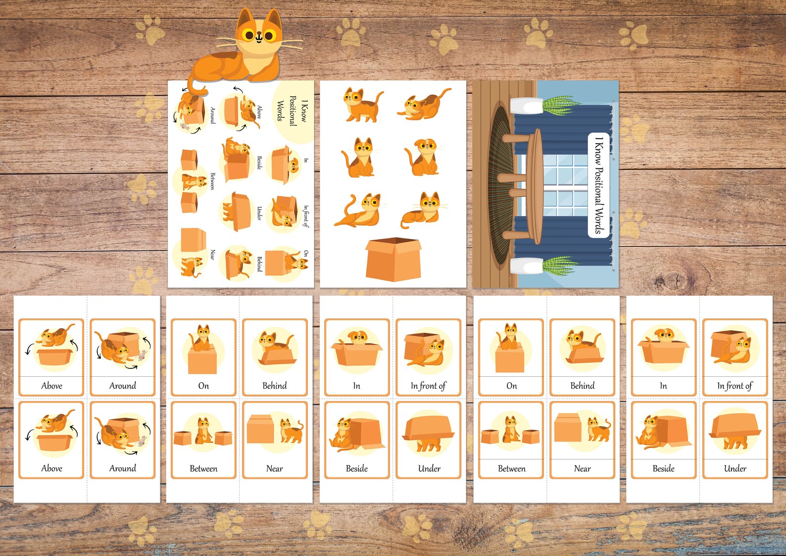 Positional Words Printable Cards. Prepositions Learning Practice ...