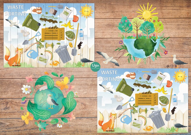 Earth Day, Waste Sorting Busy Book Printable Game for Toddlers, Trash ...