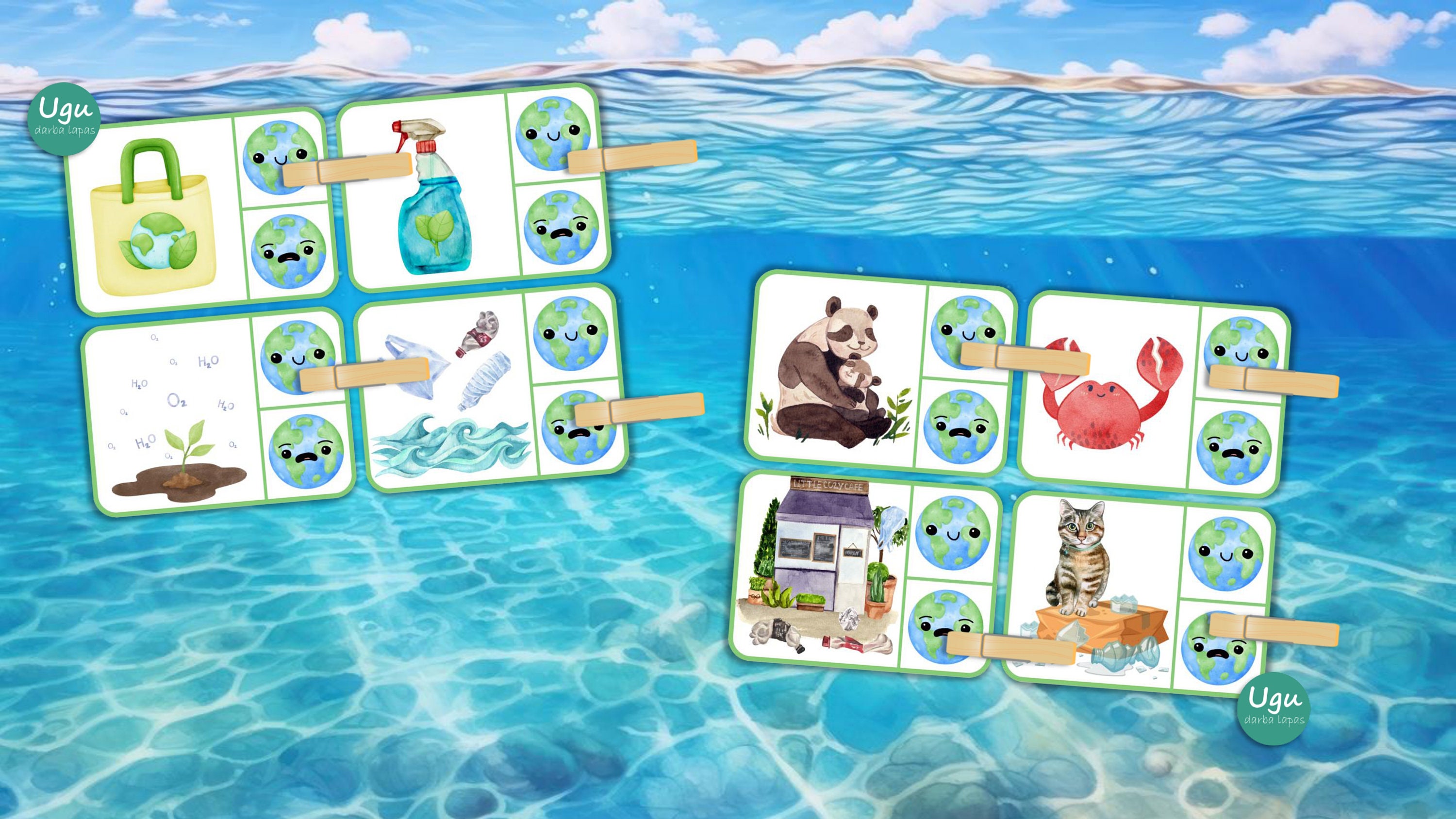 Earth Day Preschool Activity,happy Earth,sad Earth, Clip Cards Earth ...