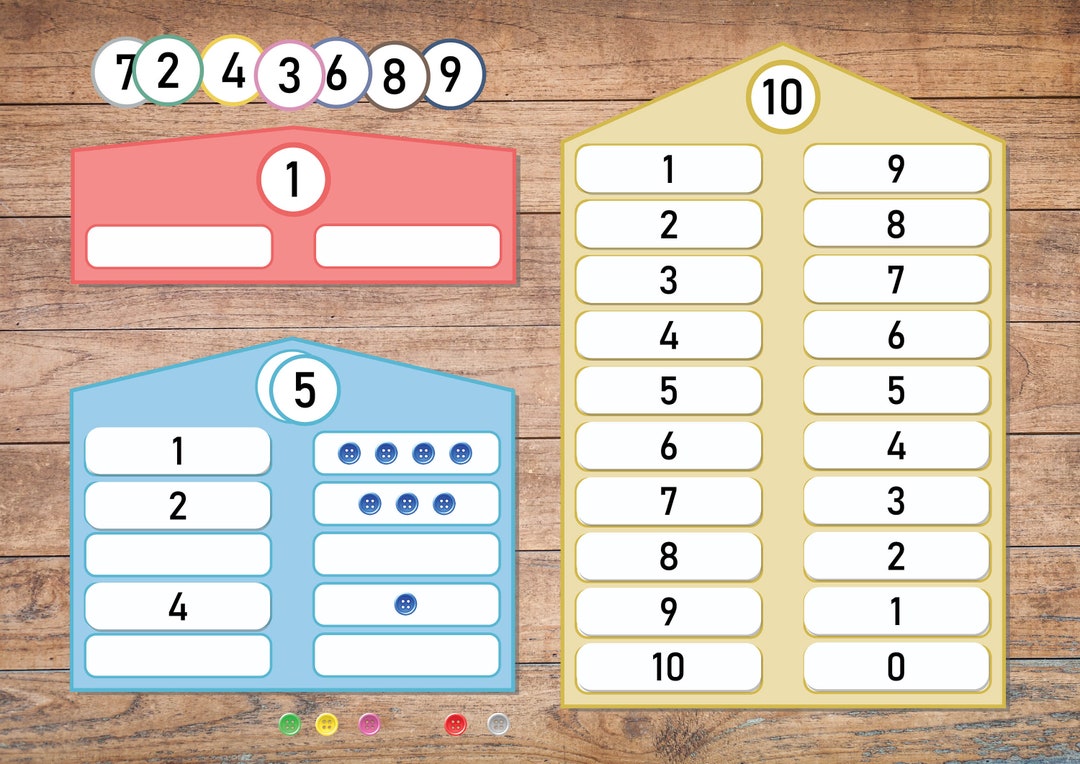 Montessori Math, House Math Board With Set of Numbers Cards for Learn ...