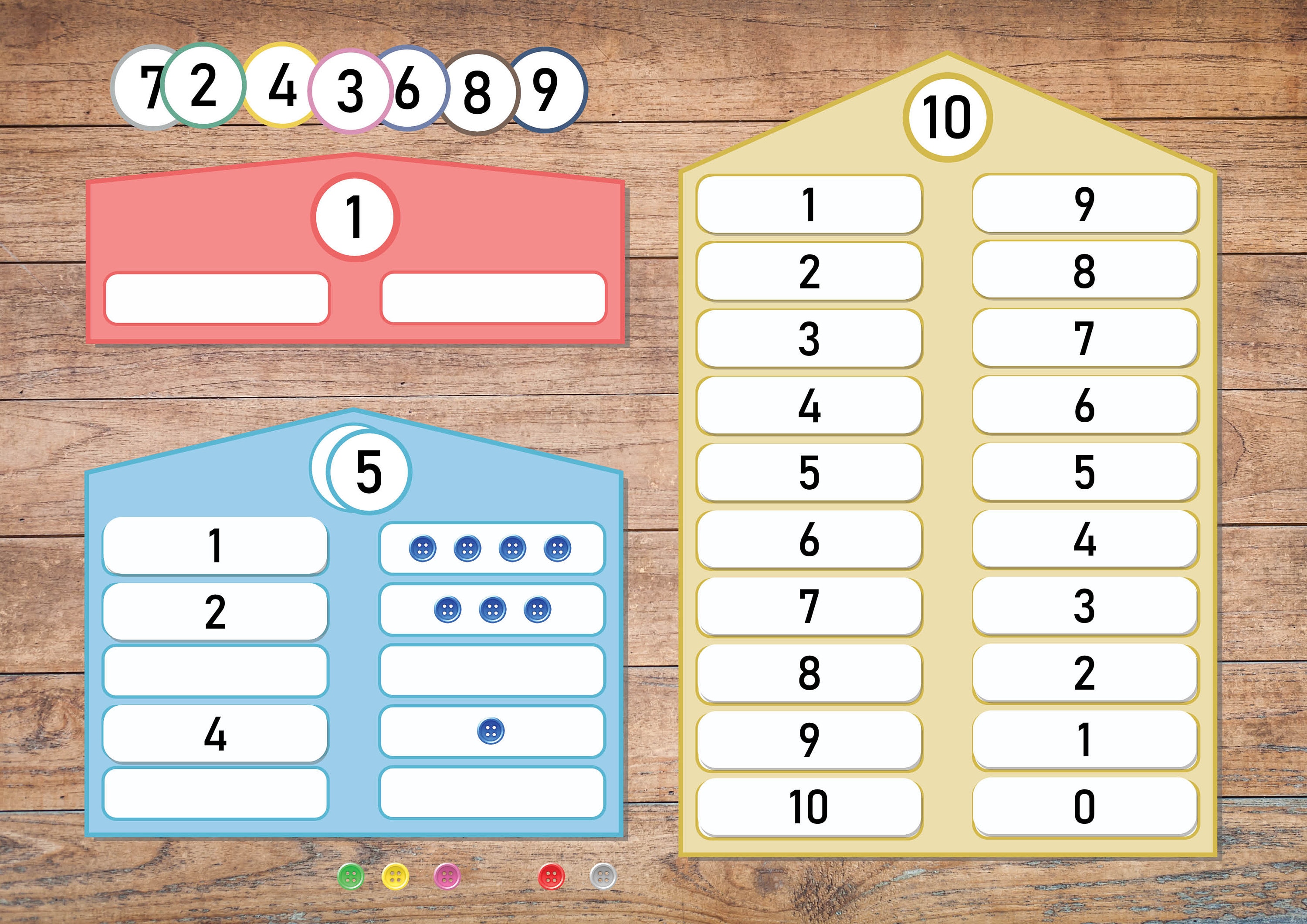 Montessori Math, House Math Board With Set of Numbers Cards for Learn ...