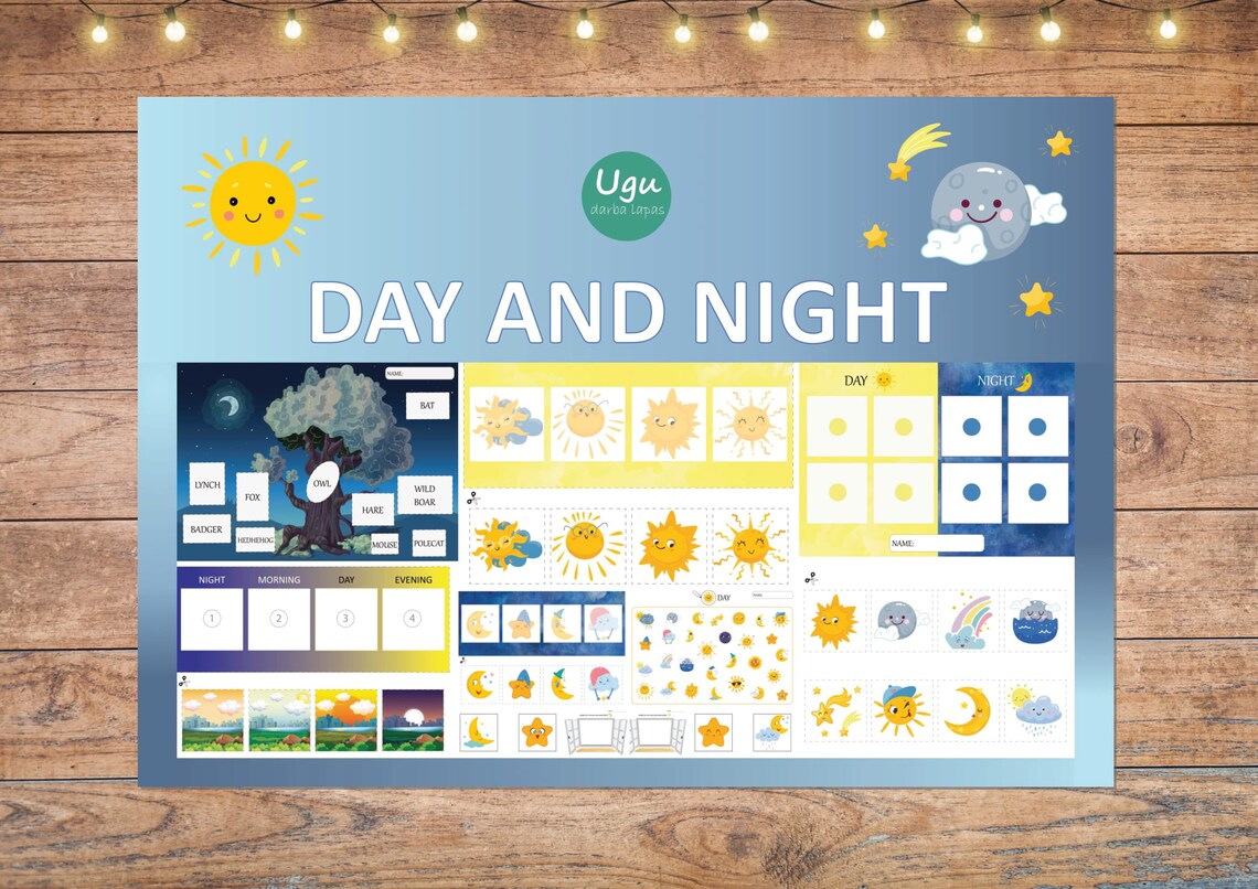 Day and Night Preschool Toddler Activities, Busy Binder,homeschool ...