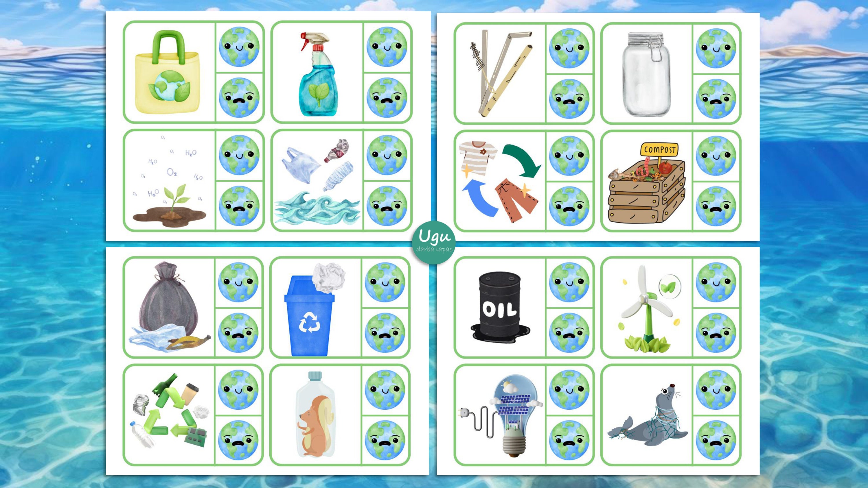 Earth Day Preschool Activity,happy Earth,sad Earth, Clip Cards Earth ...