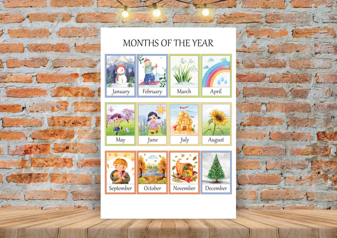 Months of the Year Cards and Poster. Digital Download. - Etsy