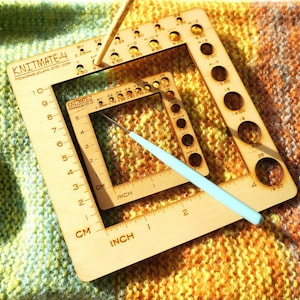 Knitmate © - Universal Knitting Rulers - Knitting Needle and Crochet Hook Gauge - Wooden Gift ...