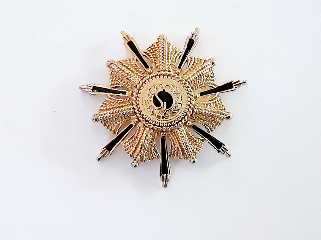 Vintage 80s St John Brooch Gold and Black Enamel Brooch St John Logo ...