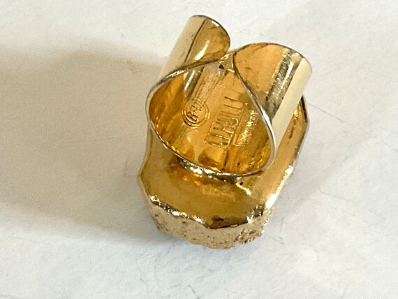Vintage 70s Brutalist Ring Jacob Hull Gold Plated Tig… - Gem