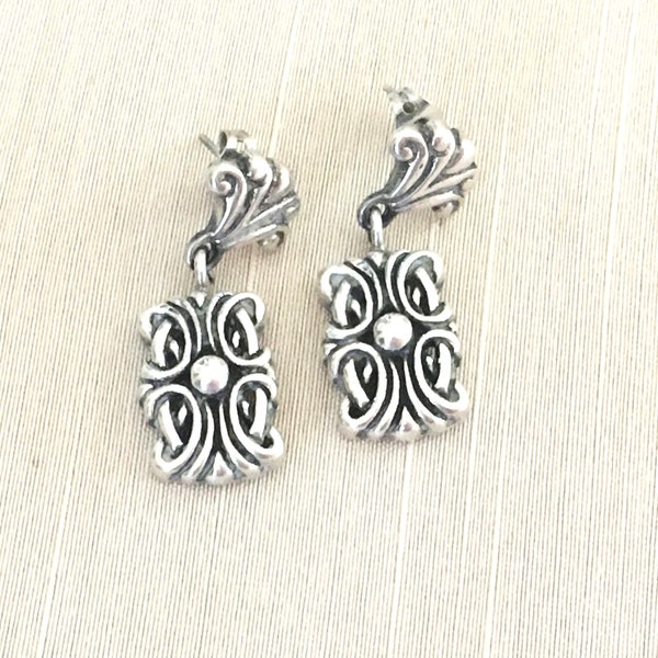 Vintage Liquid Silver Earrings Sterling Woven Strands With Turquoise ...