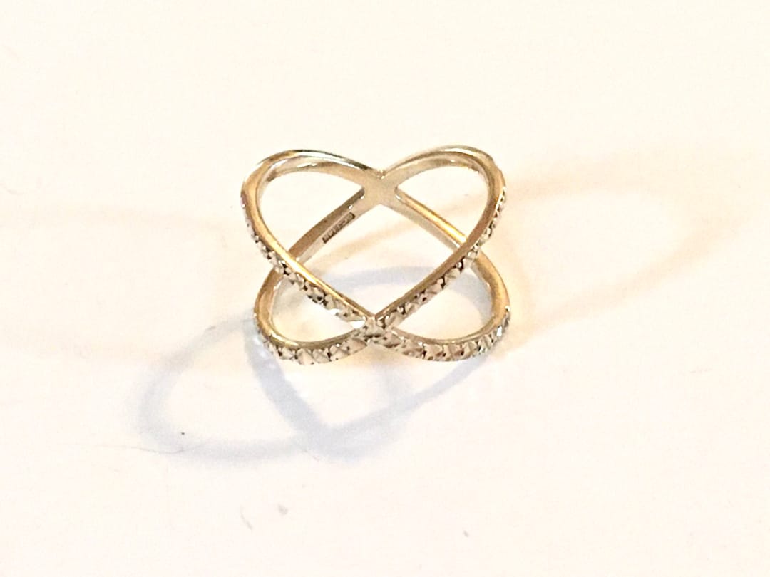 14k Yellow Gold Infinity Ring Gold Cross Over Ring - Etsy