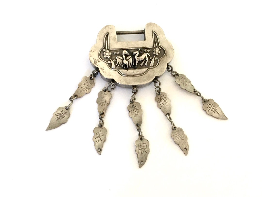 Antique Qing Dynasty Chinese Silver Lock Pendant Rare Hakka Tribe ...