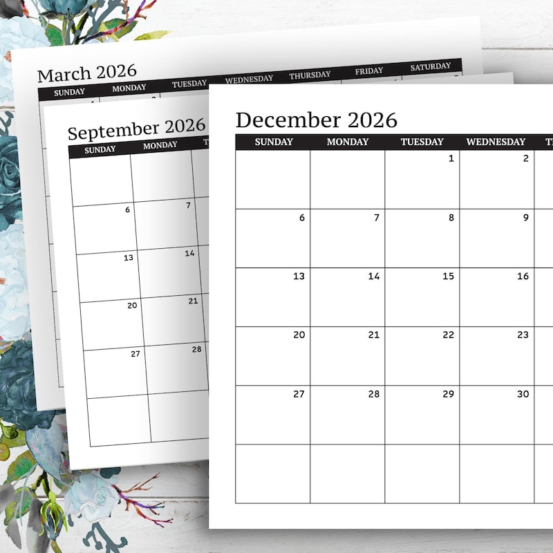 2026 Big Grid Calendar - Etsy