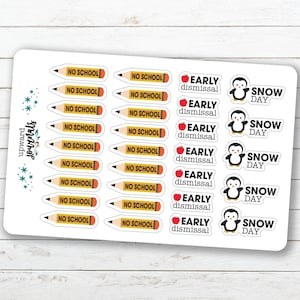 Back to School Planner|calendar Stickers: No School, Early Dismissal ...