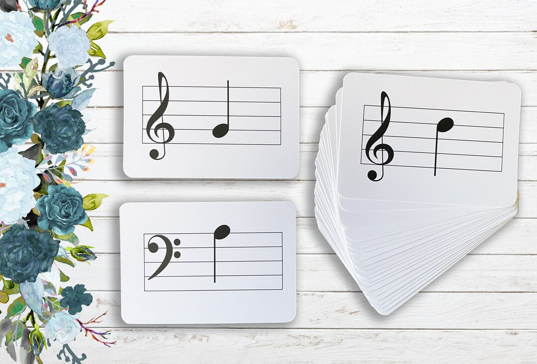 Basic Music Flashcards ~ Teaching Tool for Learning Basic Notes Treble ...