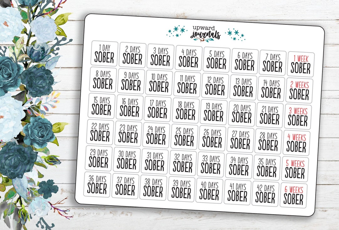 Sobriety Tracker Planner|calendar Stickers for Recovery, Days Weeks ...