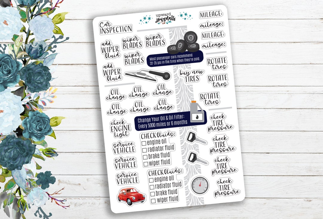 Auto Maintenance Planner Stickers ~ Oil Change, Inspection, Vehicle ...