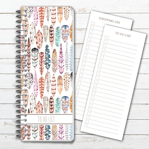 To Do List / Grocery List Notebook W/ Feathers Cover | Etsy
