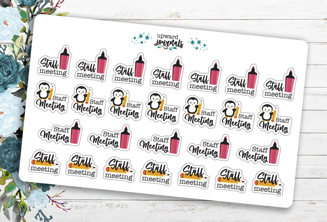Staff Meeting Planner Stickers ~ Calendar Reminders With Pencil ...