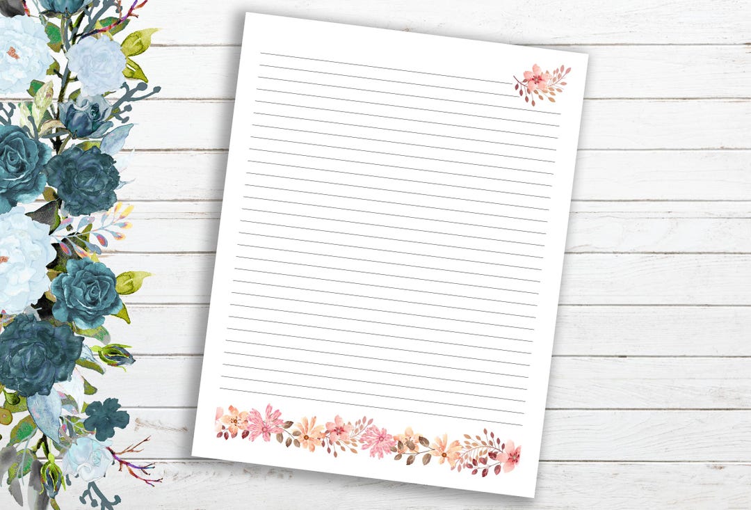 Pink Floral Lined ~ Tear-off Letter Sized Paper Pad (8.5" X 11") - Etsy