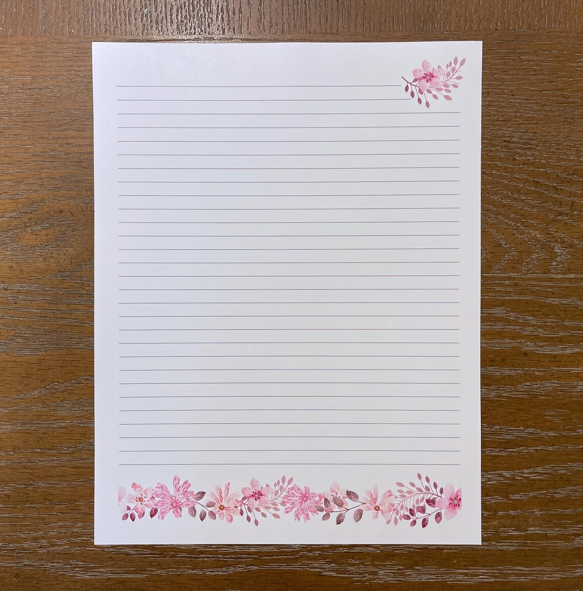 Pink Floral Lined ~ Tear-off Letter Sized Paper Pad (8.5" X 11") - Etsy