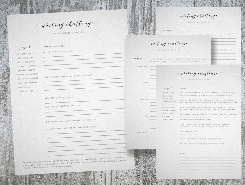 8.5x11 Writer's Block Packet Worksheets | Etsy