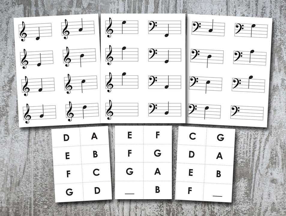 Music Flashcards: Treble & Bass Clef - Basic Notes (digital Download ...