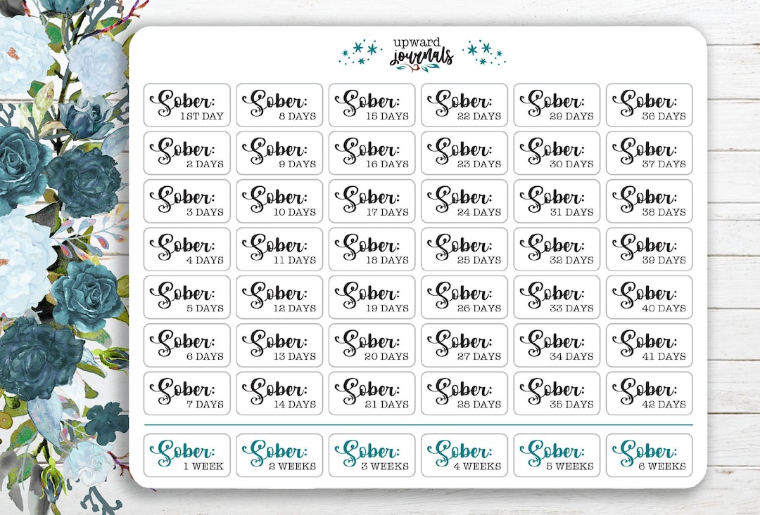 Sobriety Tracker (whimsical) Planner/calendar Stickers ~ Encouragement ...