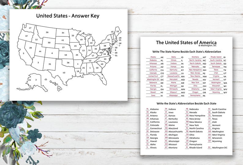 United States Geography & State Abbreviations ~ Educational Worksheets ...